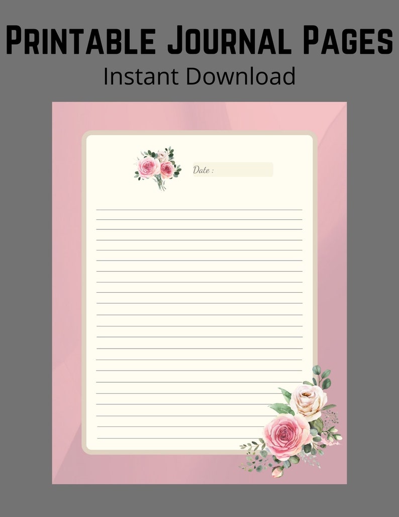 Printable Journal Pages - Pink Journal - Printable PDF - Instant ...