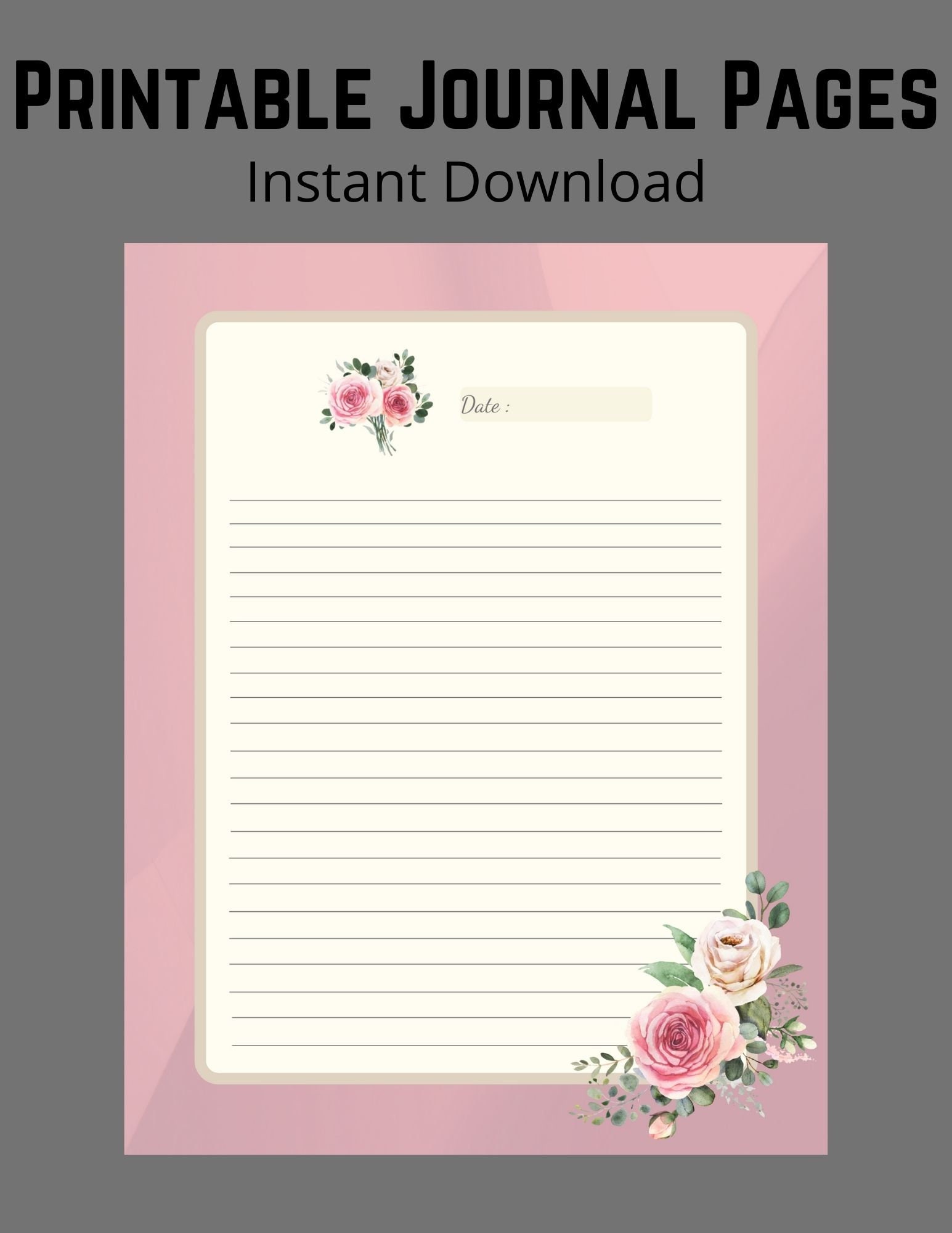 Printable Journal Pages - Pink Journal - Printable PDF - Instant ...