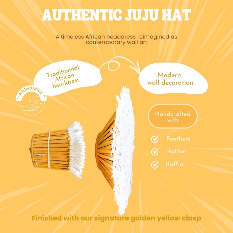 Juju Hat Bamileke White Beige Grey [5 Sizes: 14", 20", 26", 32", 40 ...