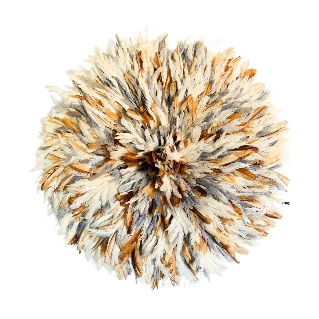 Juju Hat Bamileke White Beige Grey [5 Sizes: 14", 20", 26", 32", 40 ...
