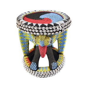 Royal Beaded Stool African Art Beads and Cowries Bamileke Stool Pearls ...