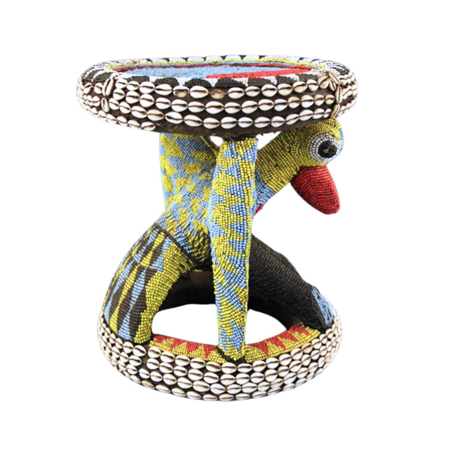 Royal Beaded Stool African Art Beads and Cowries Bamileke Stool Pearls ...