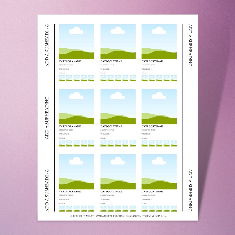 EDITABLE Wholesale Line Sheet CANVA Template Wholesale Etsy