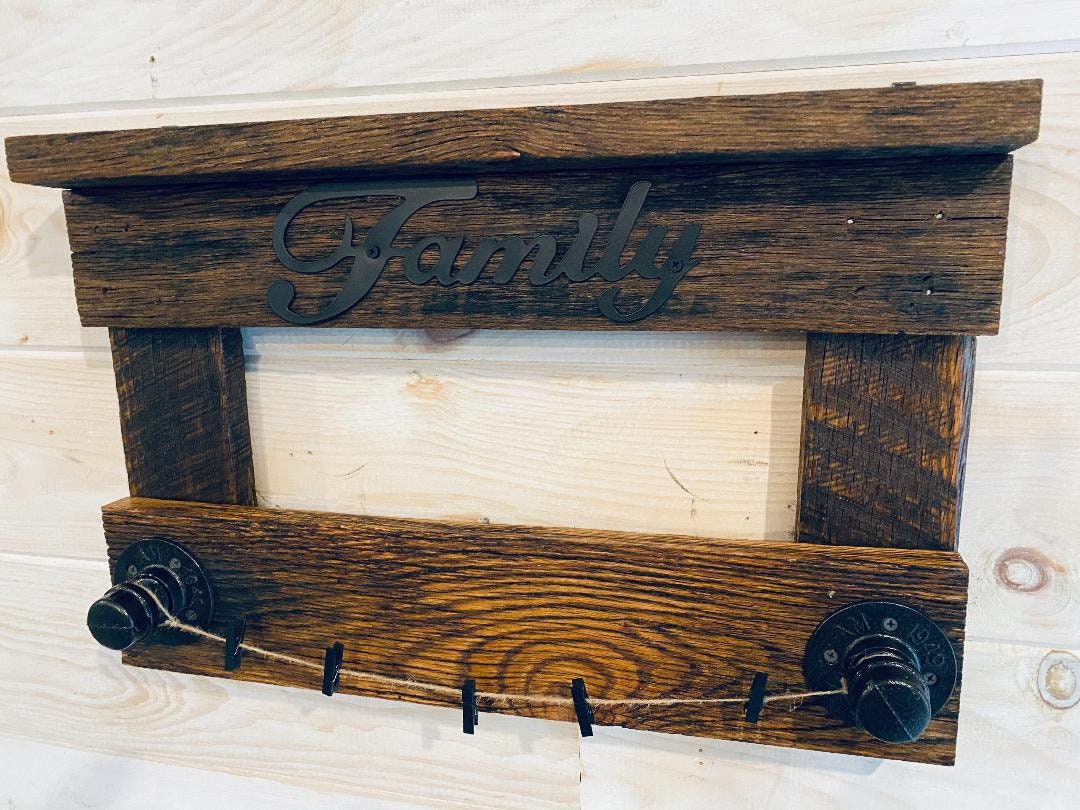 Rustic Barn Wood Shelf With Clothespin Picture Hanging - Etsy
