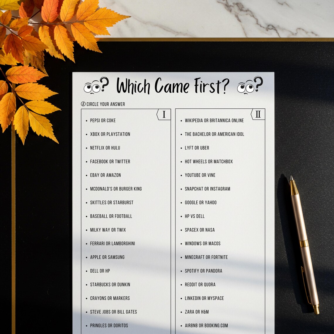 Which Came First Trivia Game, Summer Printable Quiz, Fun Party Game ...
