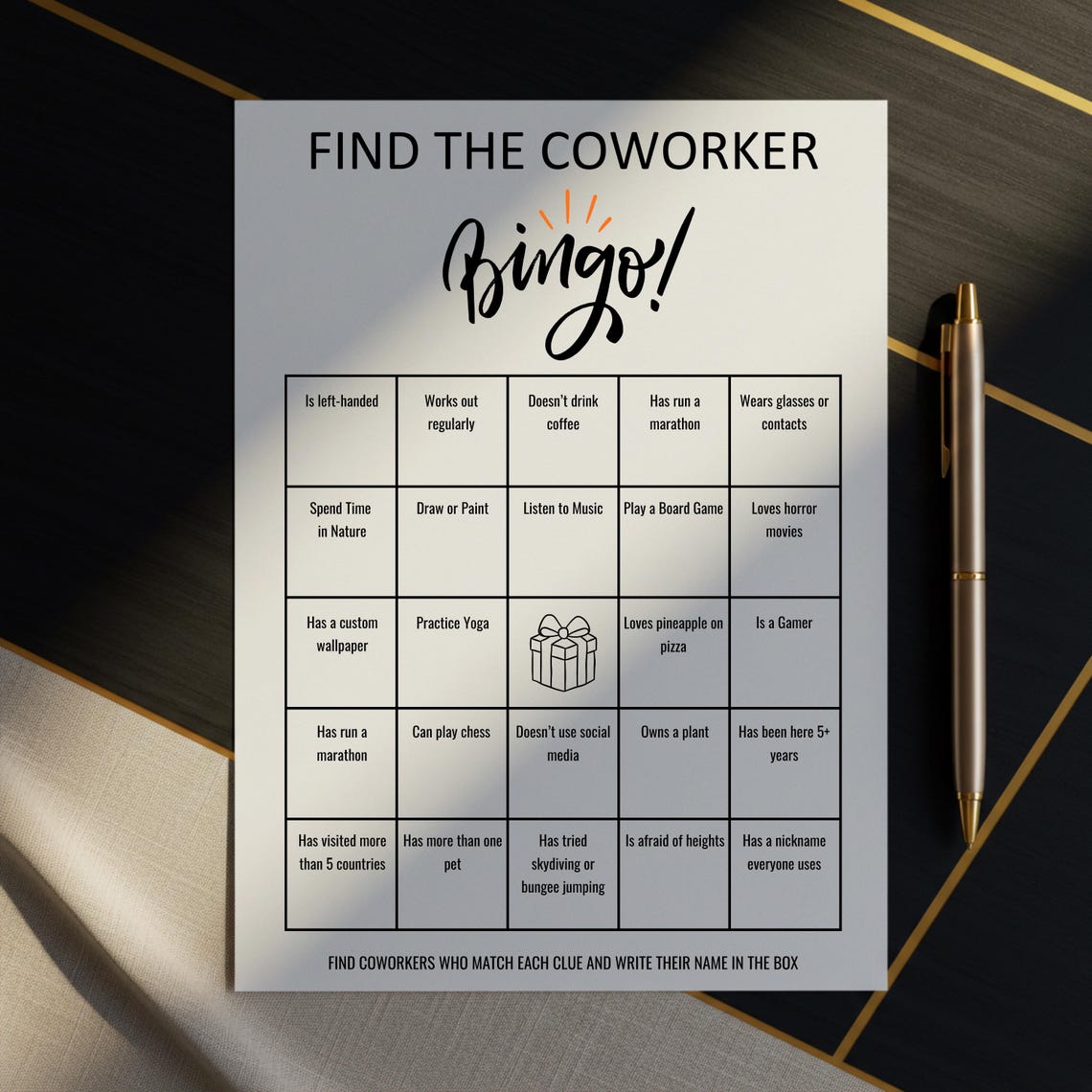 Printable Find the Coworker Bingo. Getting to Know You Bingo. Party Ice ...