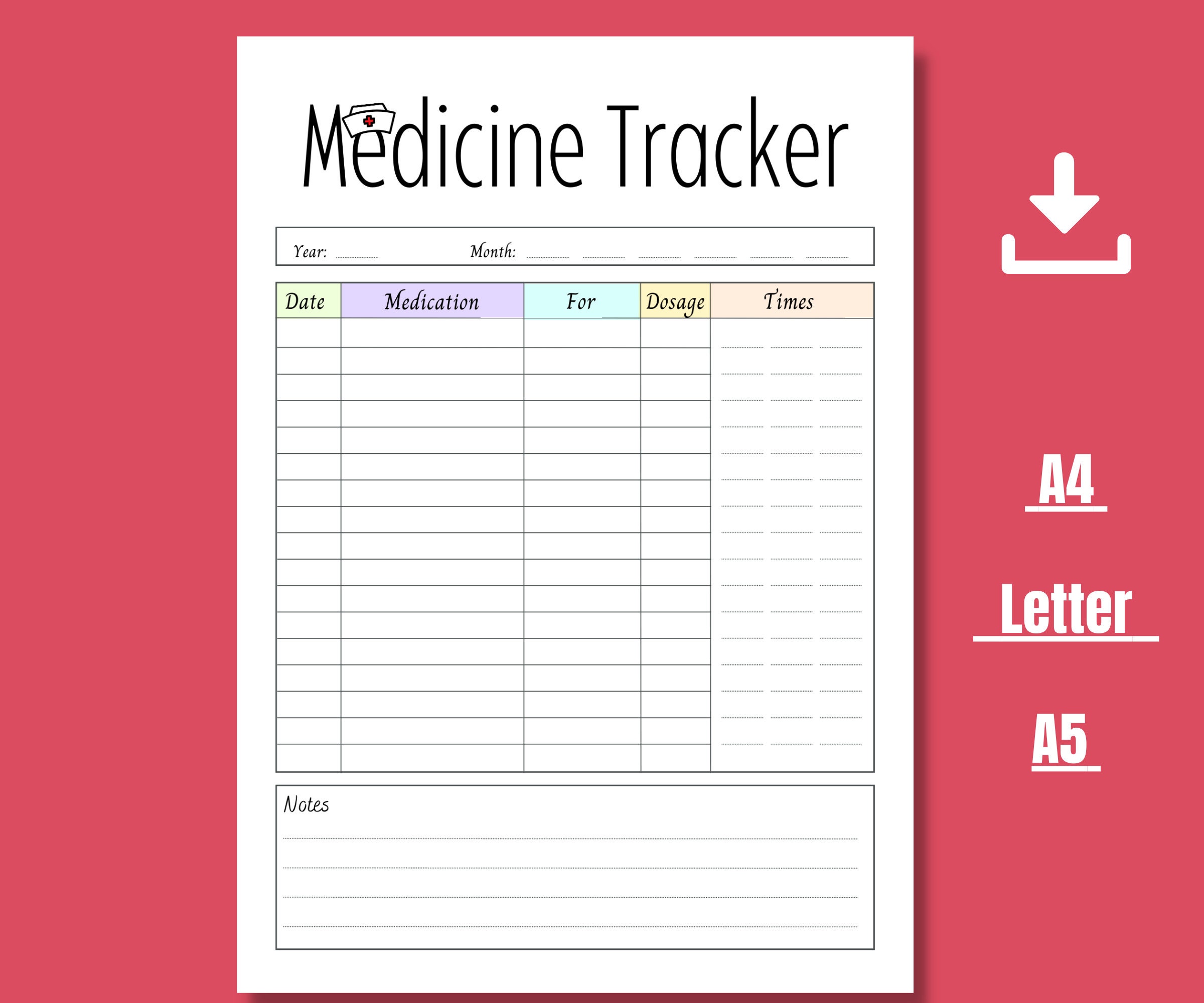 Medication Log, Medication Tracker, Medication Organizer, Medicine ...