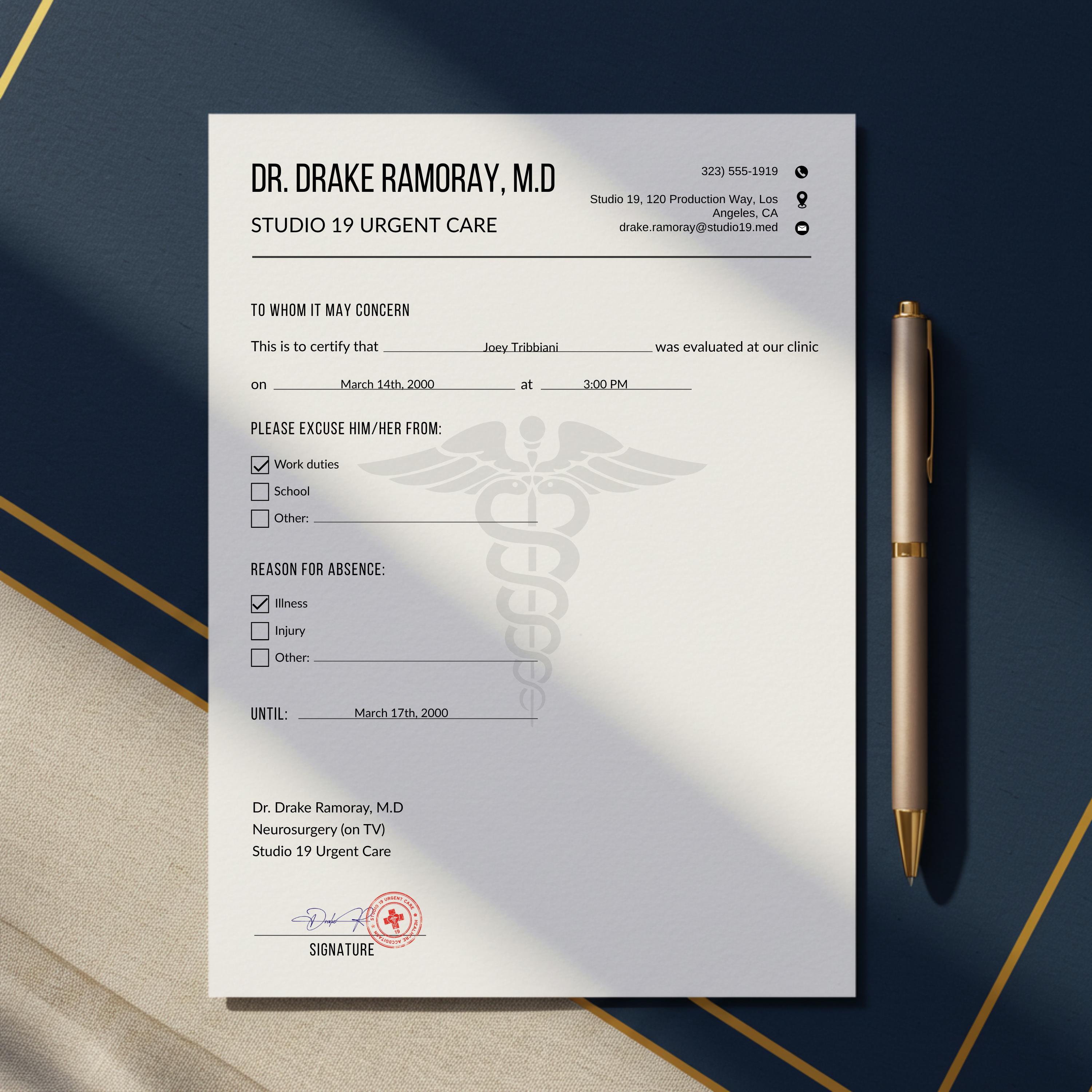 Editable Doctors Note for Work. Urgent Care Excuse Template. Printable ...