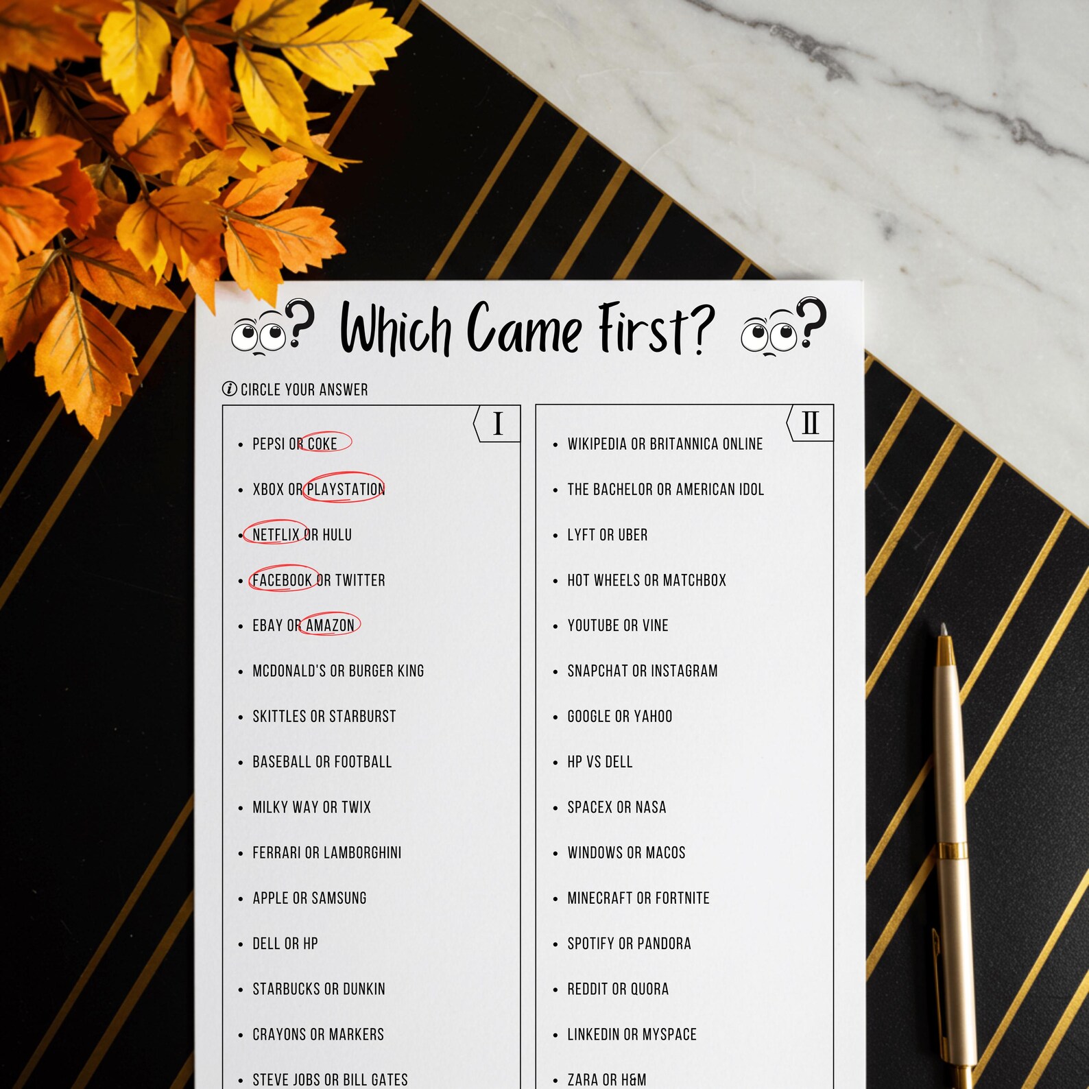 Which Came First Trivia Game, Summer Printable Quiz, Fun Party Game ...