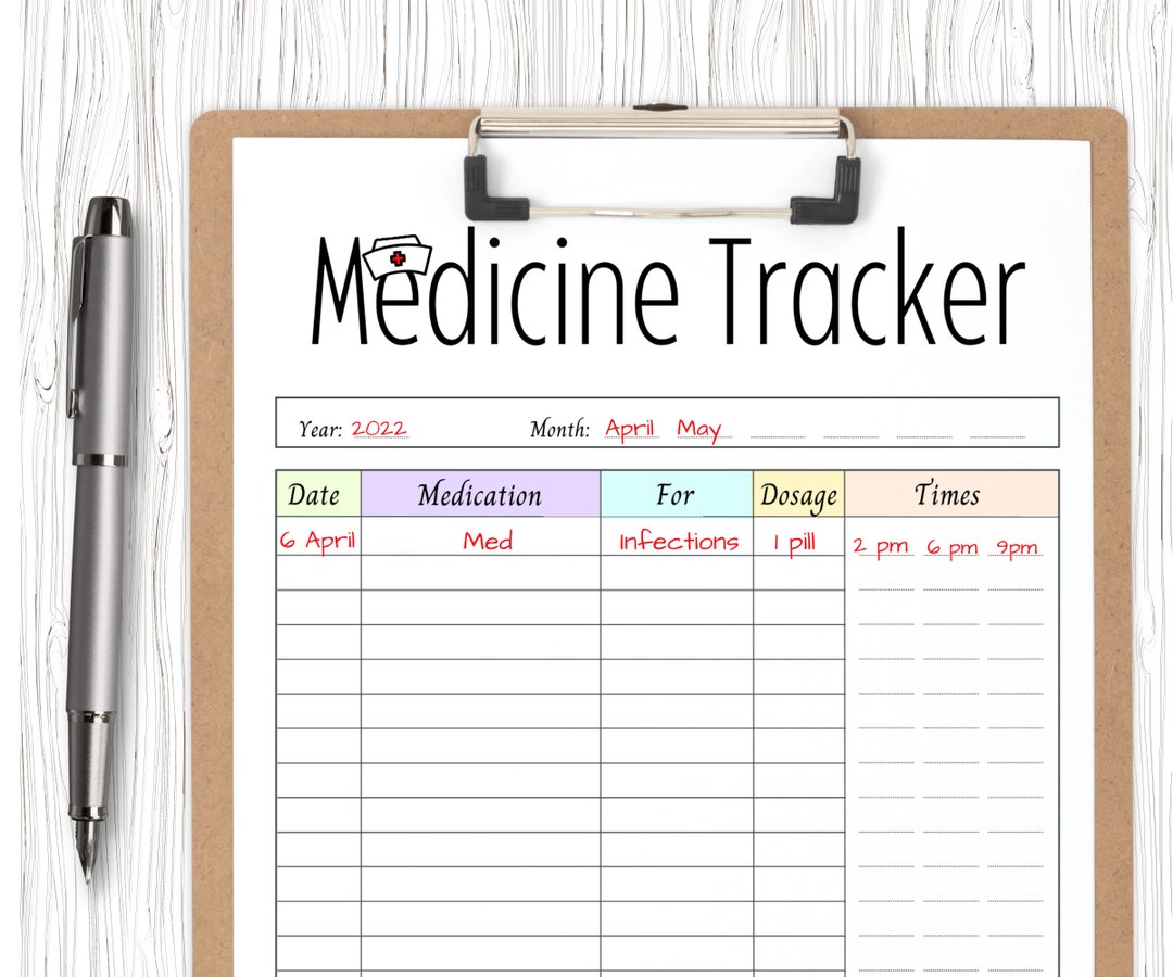 Medication Log Medication Tracker Medication Schedule - Etsy