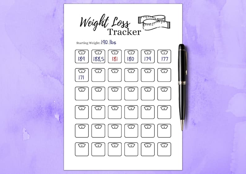Digital Weight Loss Tracker, Weight Loss Journal, Weight Loss Chart ...