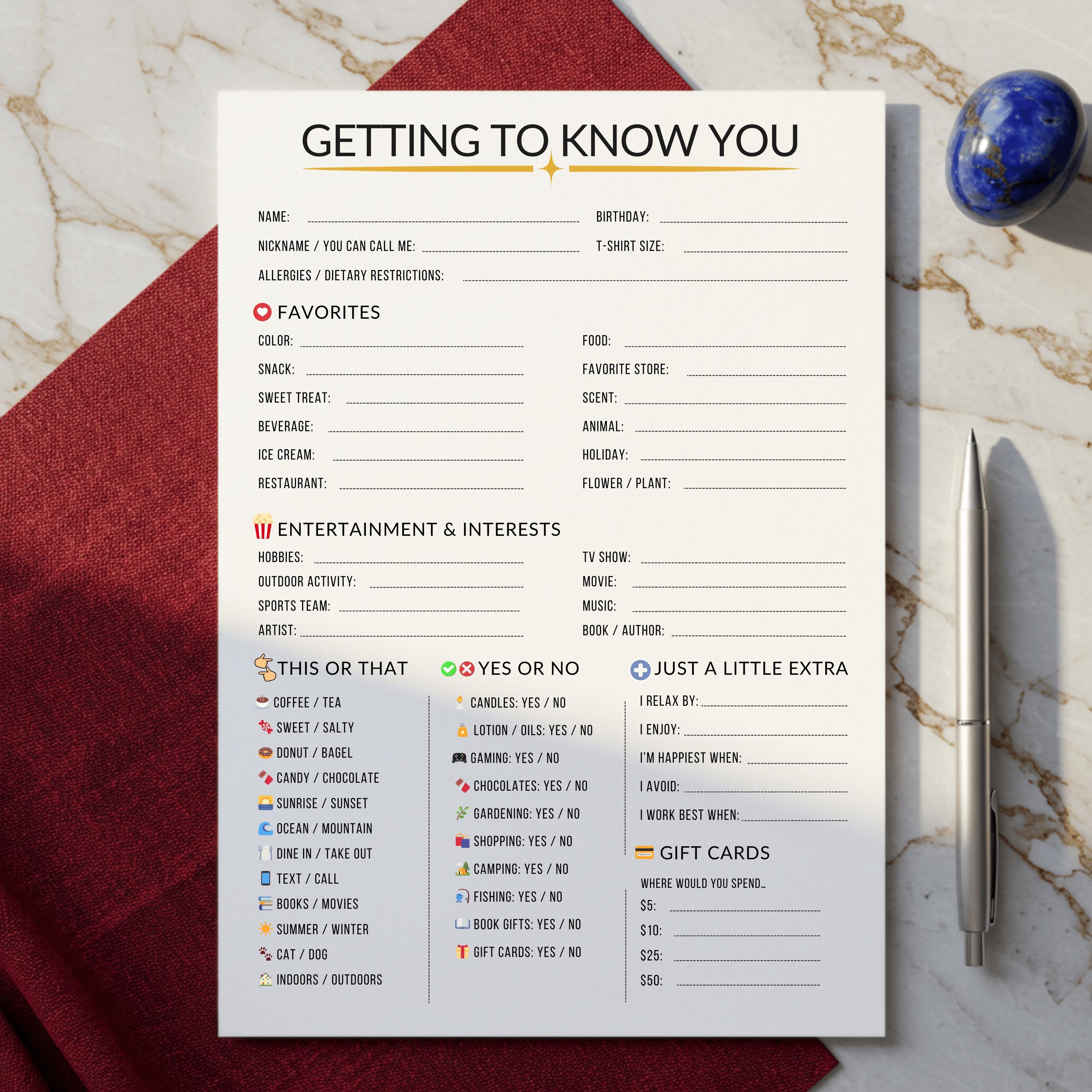 Get To Know You Grid Template