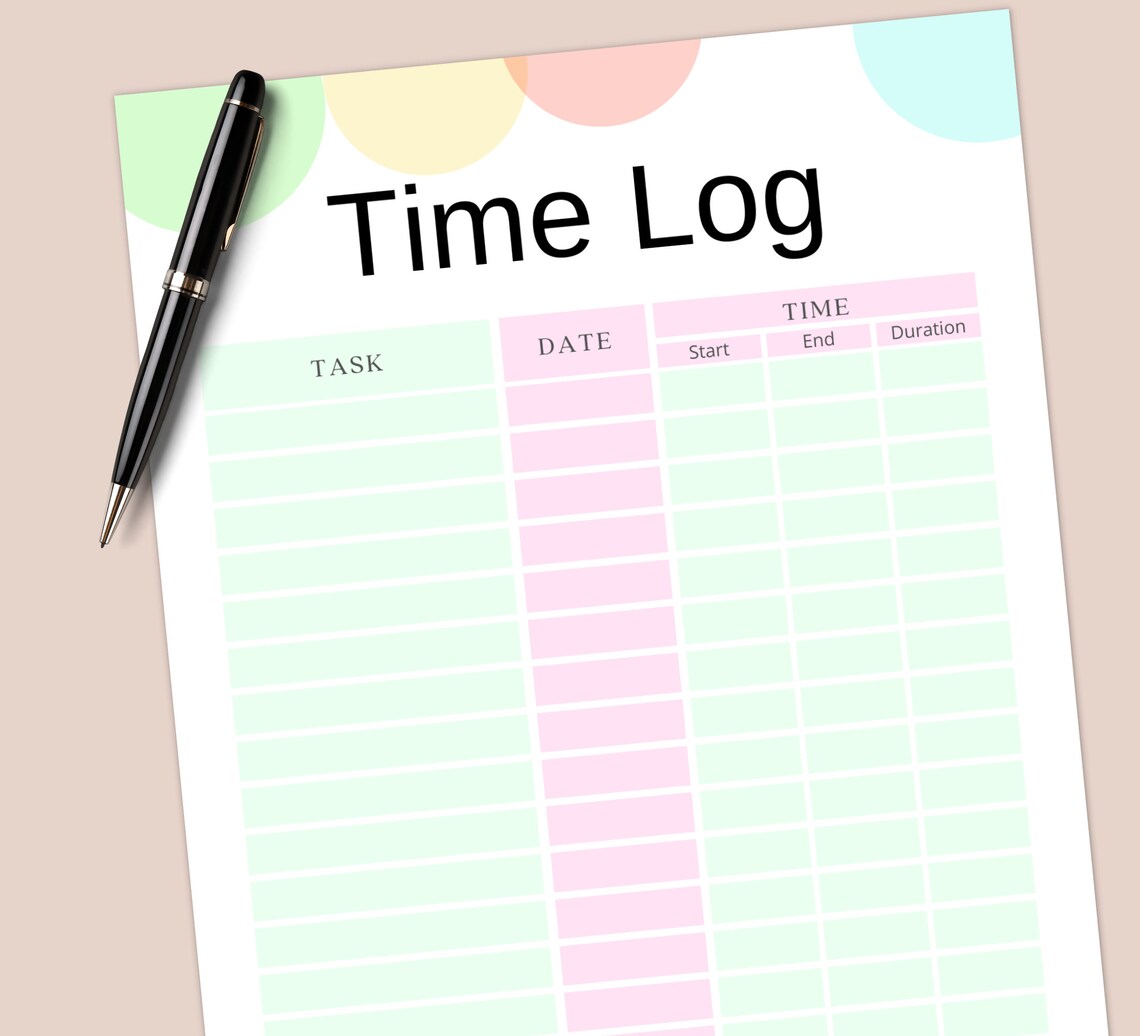 Time Log, Printable Task Tracker, Time Tracker, Activity Tracker, Time ...