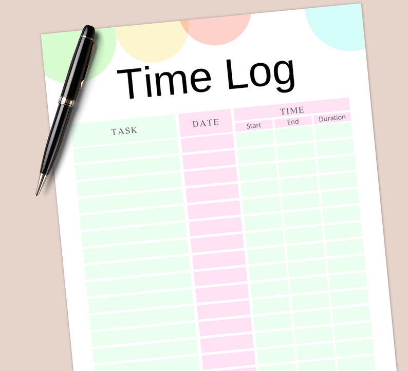 Time Log, Printable Task Tracker, Time Tracker, Activity Tracker, Time ...