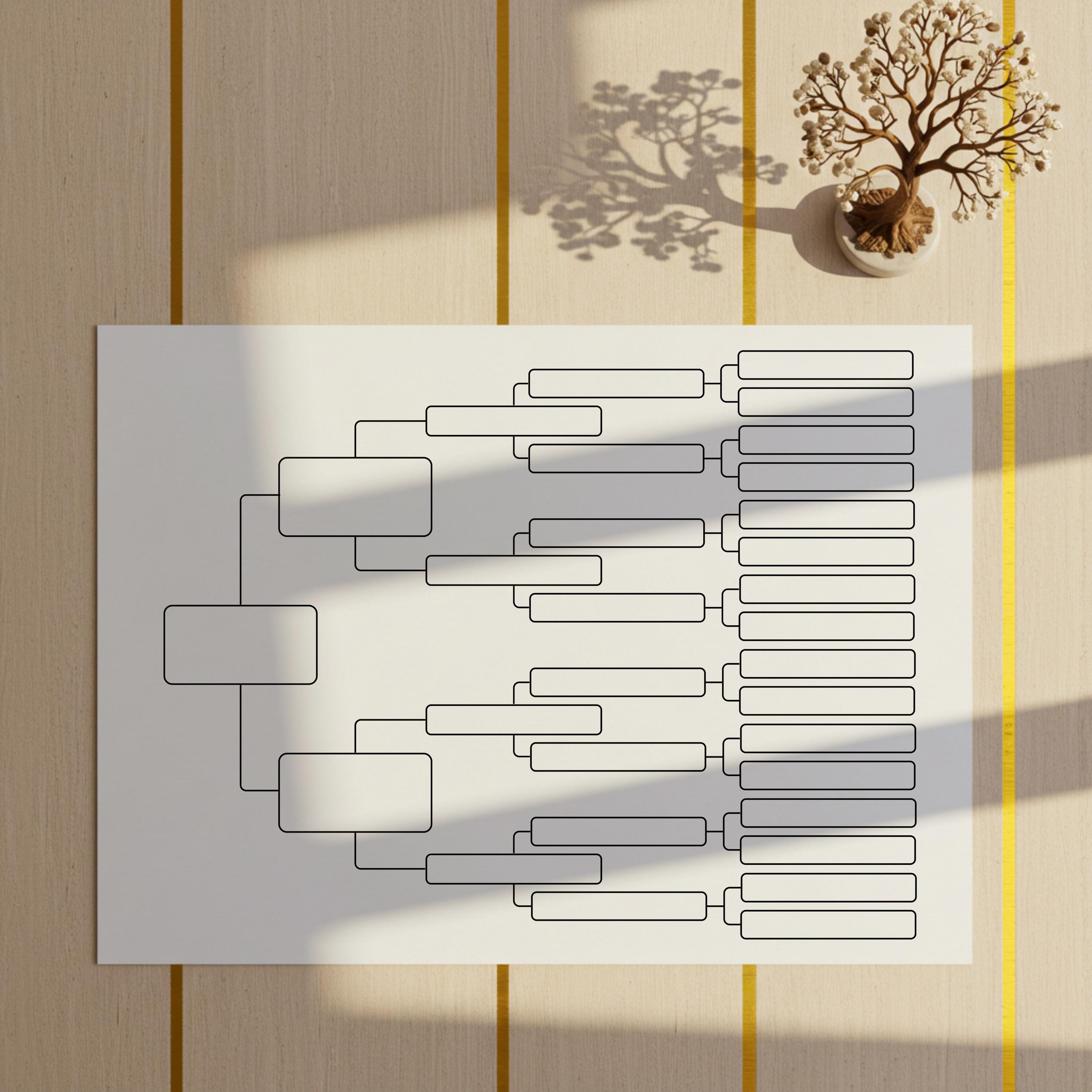 Printable 5 Generation Family Tree Chart Template, Genealogy Pedigree ...