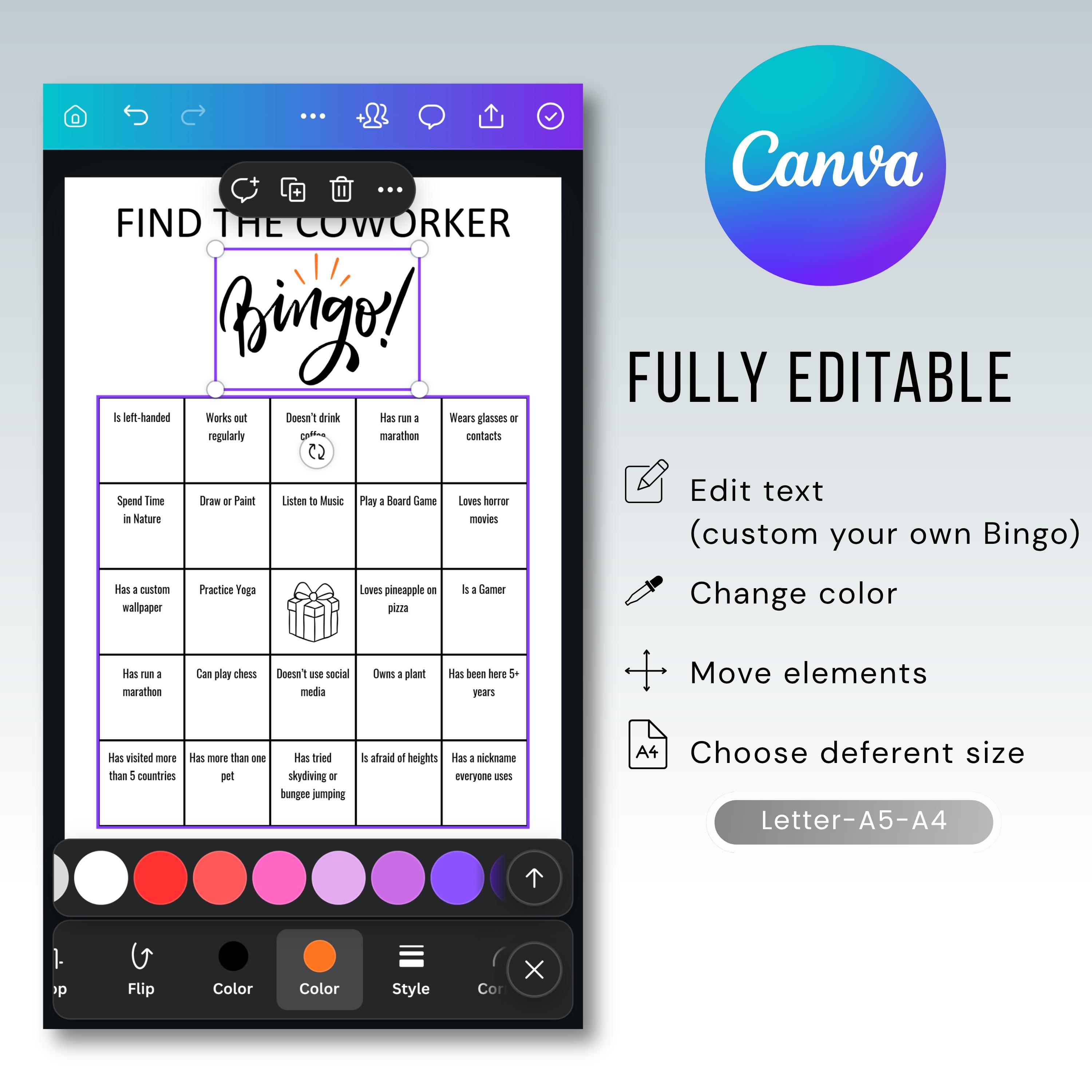 Printable Find the Coworker Bingo. Getting to Know You Bingo. Party Ice ...