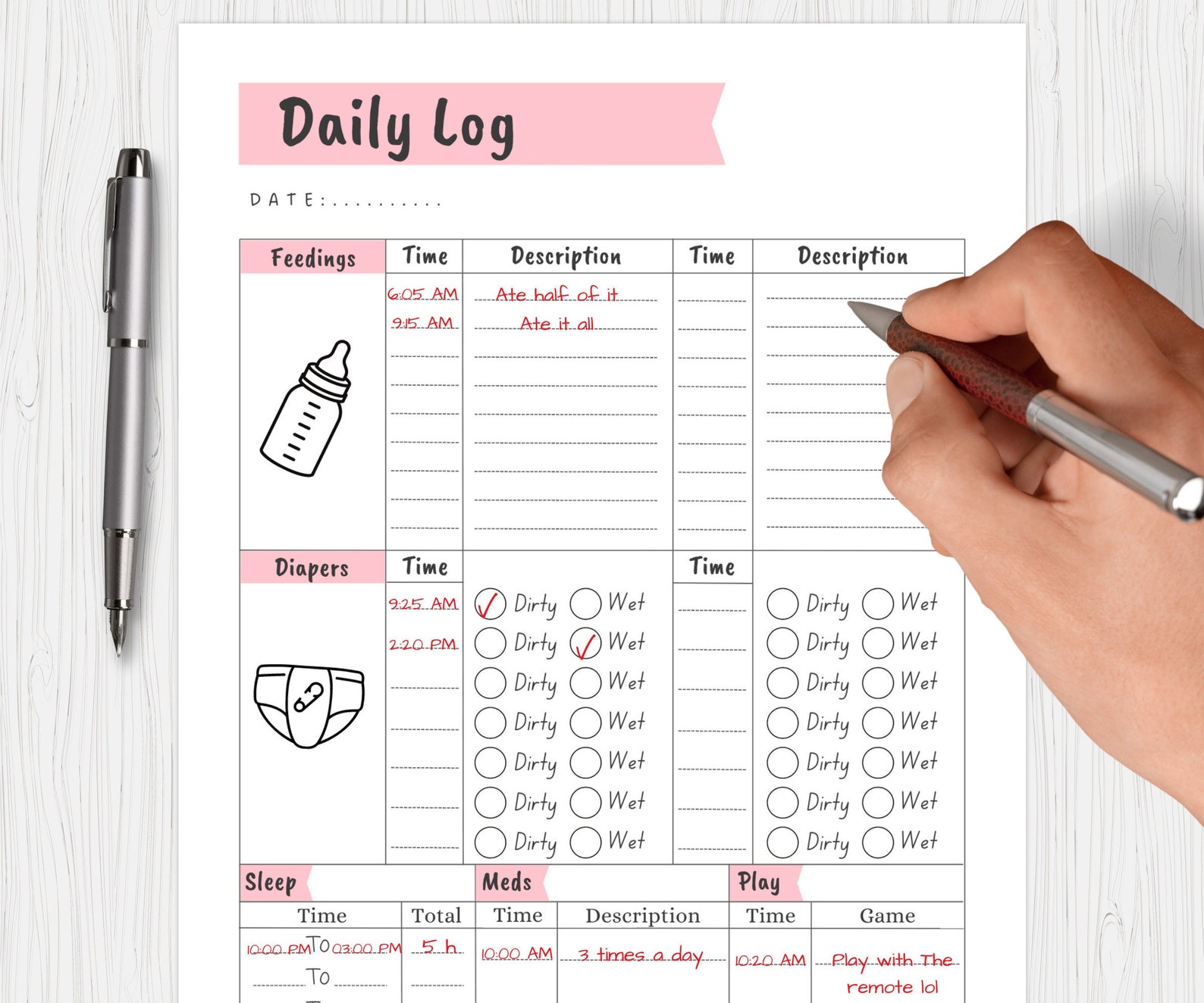 Baby Daily Log Infant Daily Log Baby Care Journal Infant - Etsy