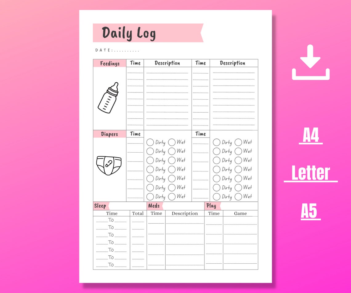 Baby Daily Log Infant Daily Log Baby Care Journal Infant - Etsy