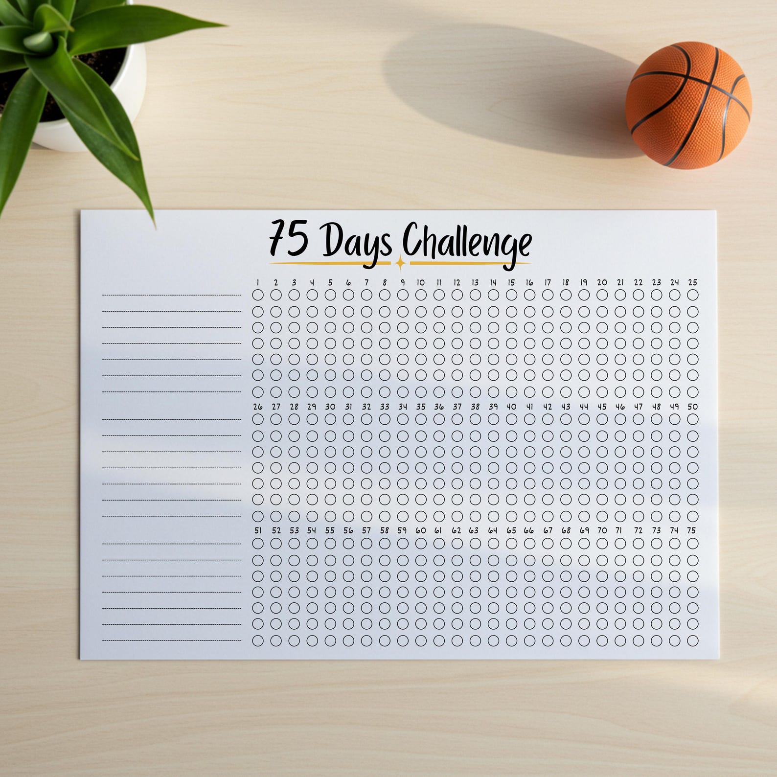 Printable 75 Days Challenge Tracker, 75 Day Tracker, 75 Day Checklist ...