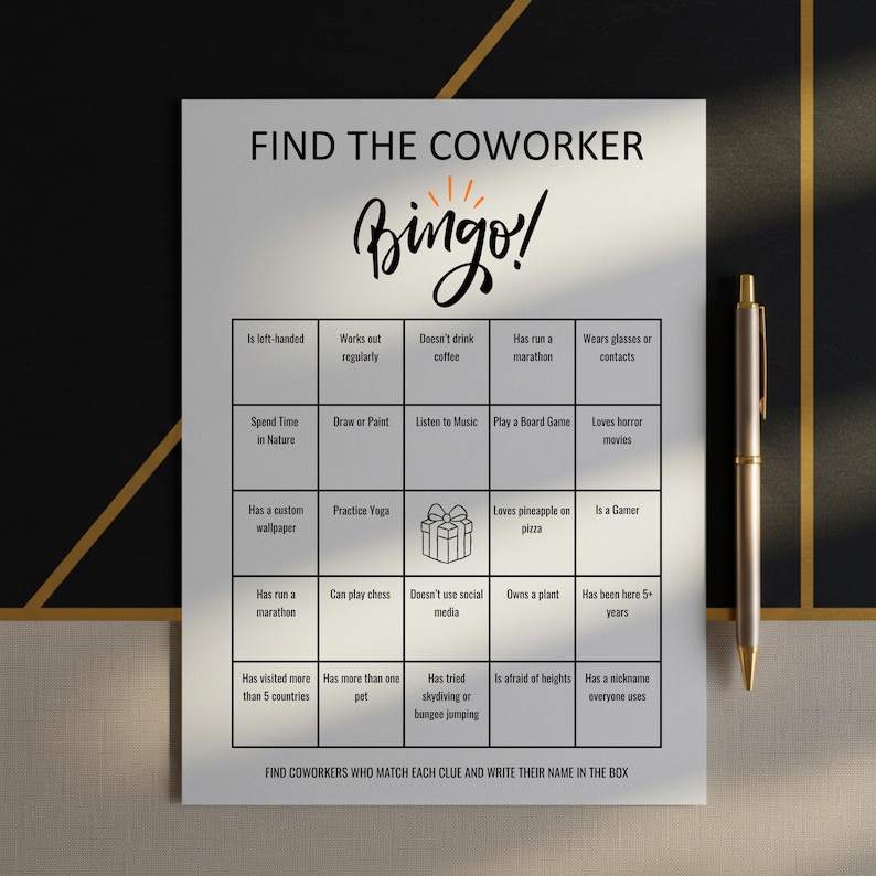 Printable Find the Coworker Bingo. Getting to Know You Bingo. Party Ice ...
