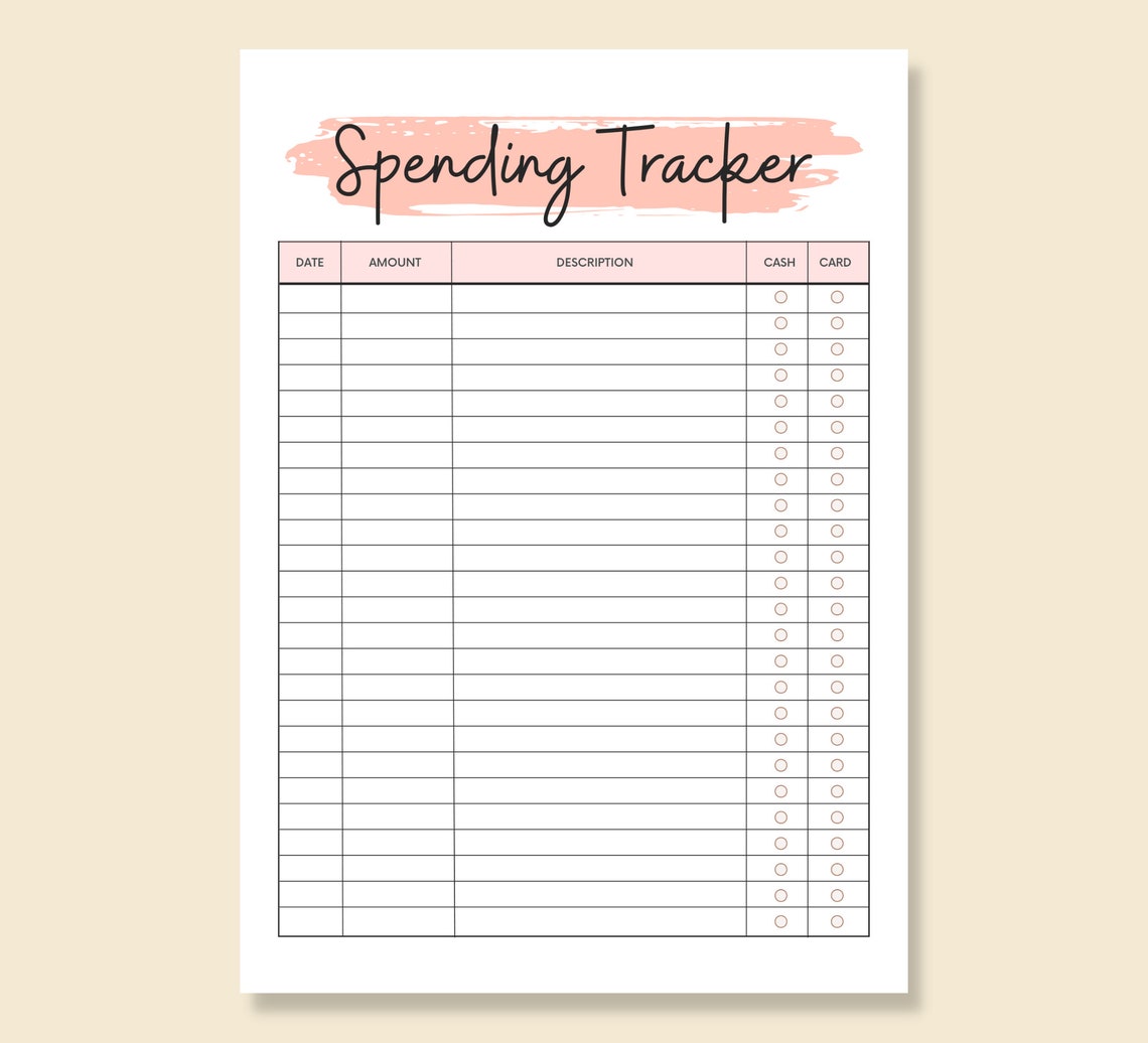 Printable Spending Tracker, Expense Tracker , Spending Log, Spending ...