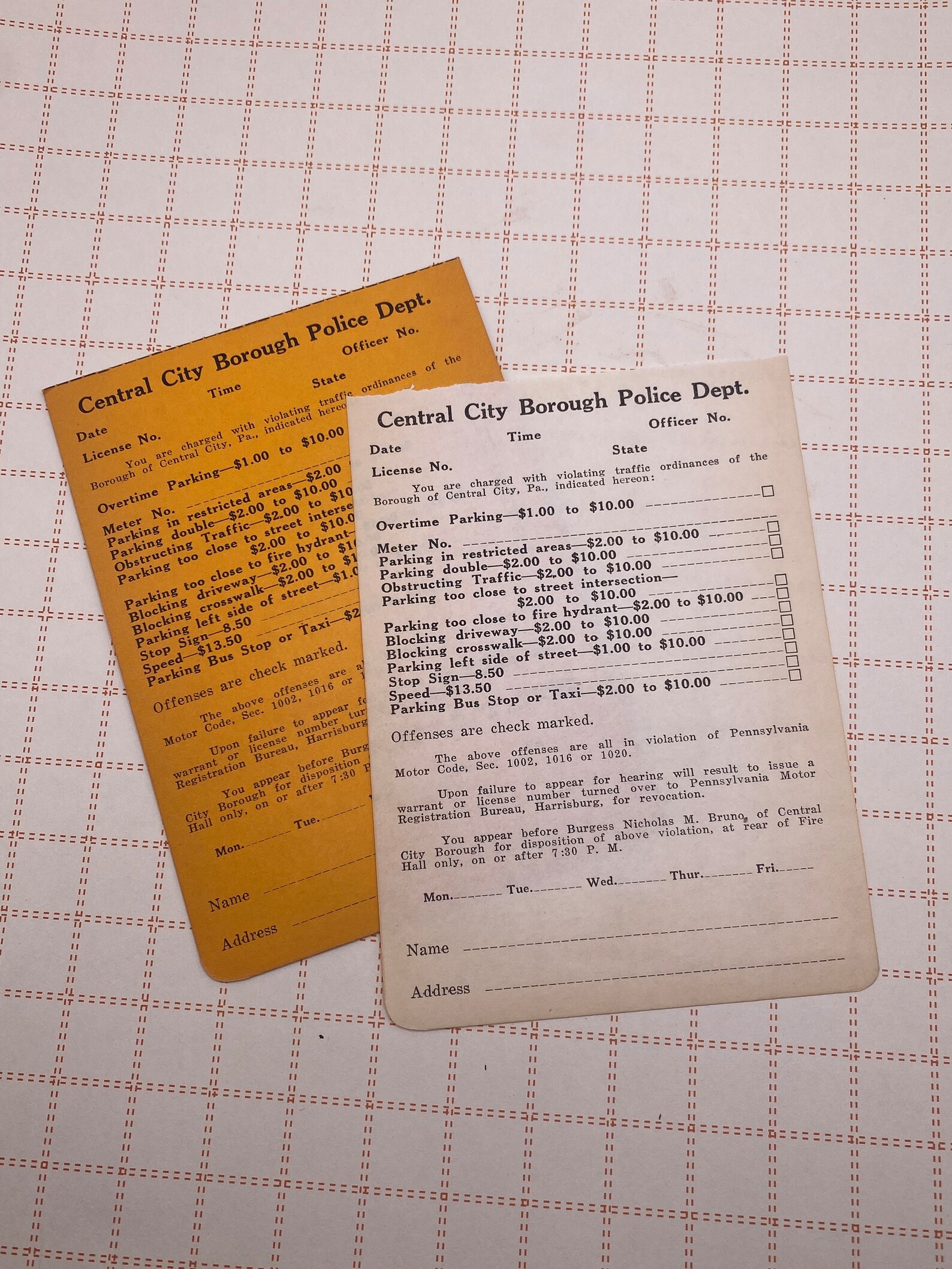 Police Dept. Traffic Violation Ticket and Receipt - Etsy