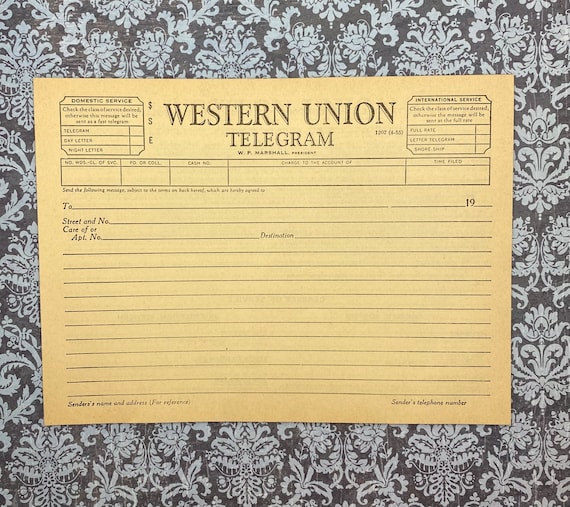 Western Union Telegram Format