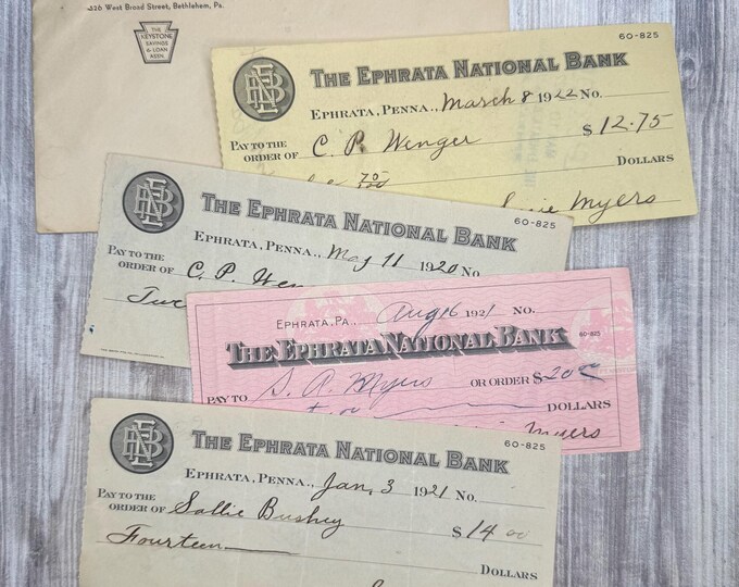 1920’s PA Checks and Bank Envelope - Etsy