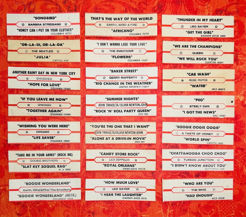 Jukebox Song Labels - Etsy