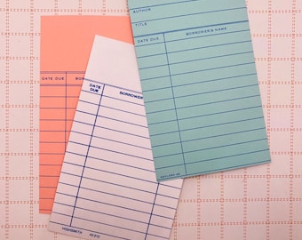Library Card Date Due Slips/checkout Out Cards With Library Book ...
