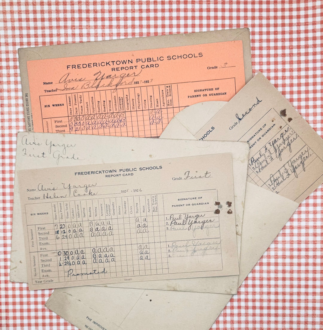 Elementary School Report Cards, 1925-1927 - Etsy