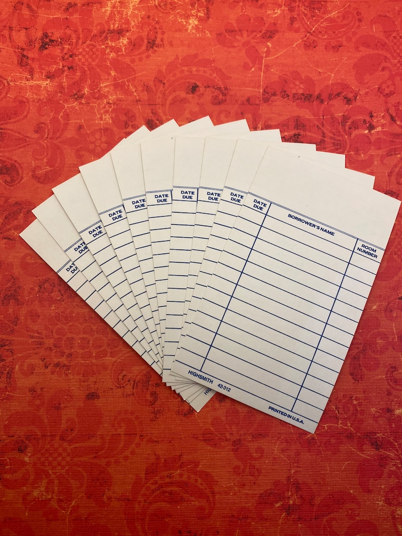 Library Book Checkout Cards or Pockets - Etsy