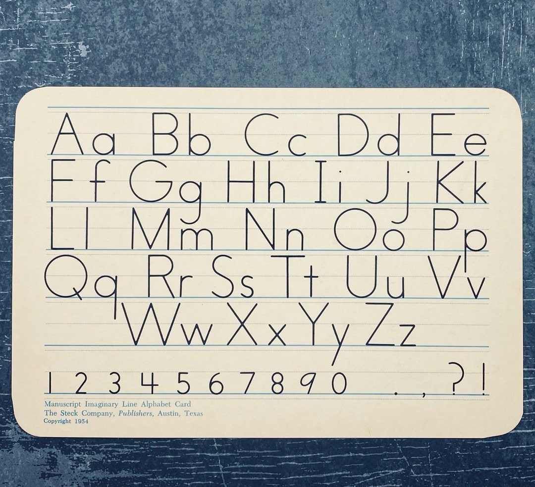1954 Manuscript Lettering Alphabet Practice Cards - Etsy