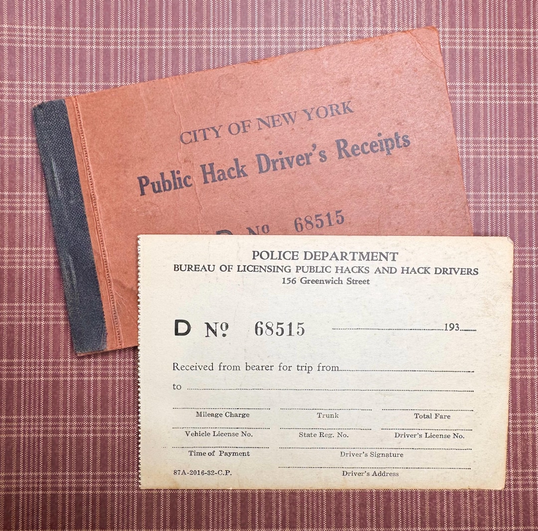 New York City 1930’s Public Hack Taxi Driver Receipt - Etsy