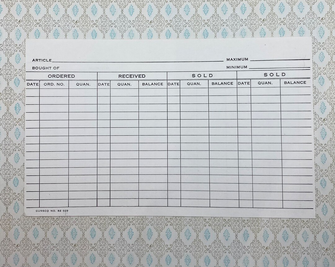 Inventory Record Cards - Etsy