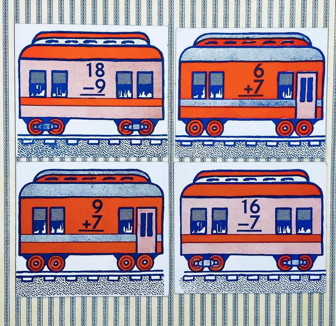 Train Car Math Flash Card - Etsy