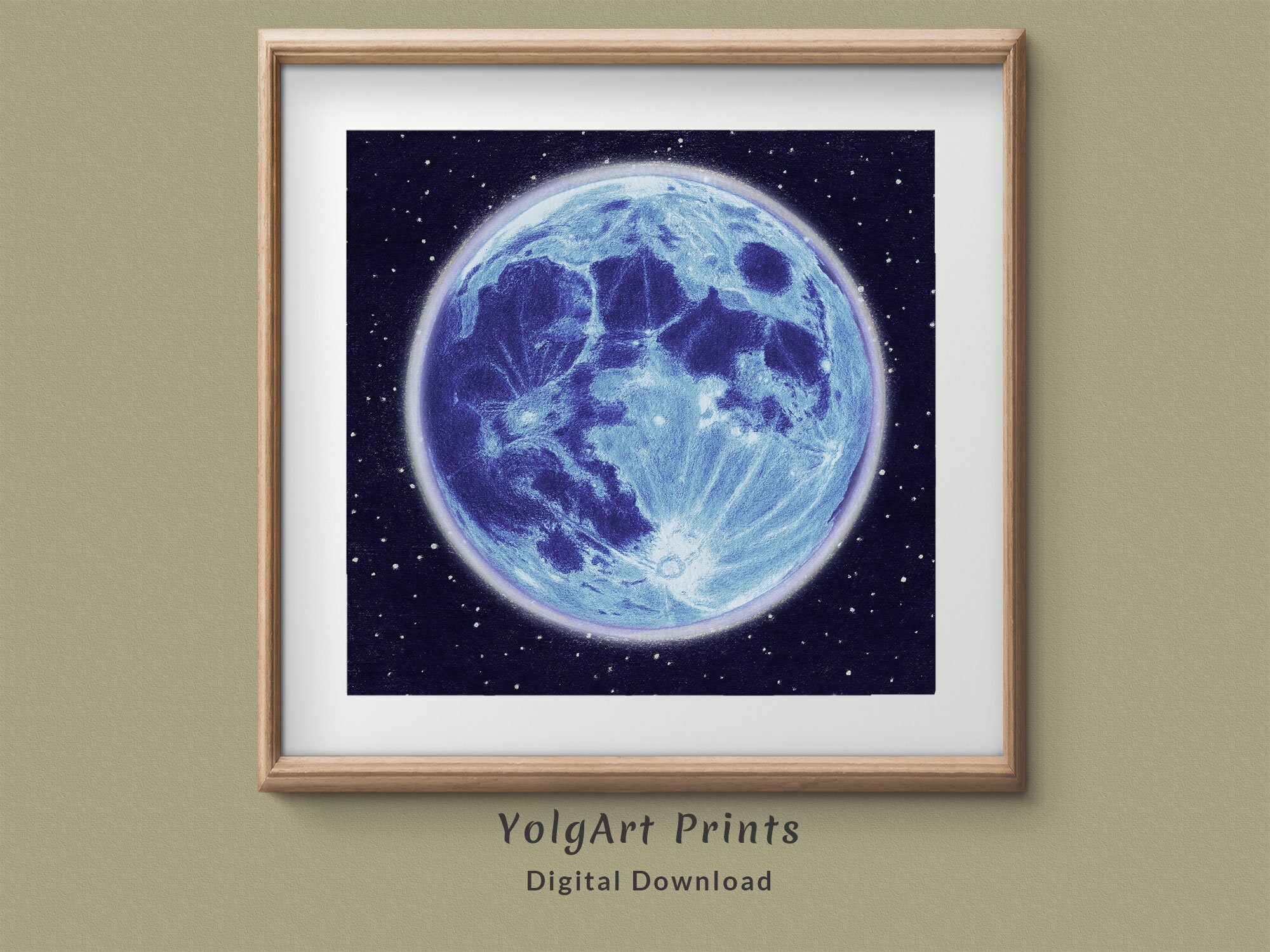 Blue Moon Digital Print, Blue Moon Poster, Full Moon Printable Art ...