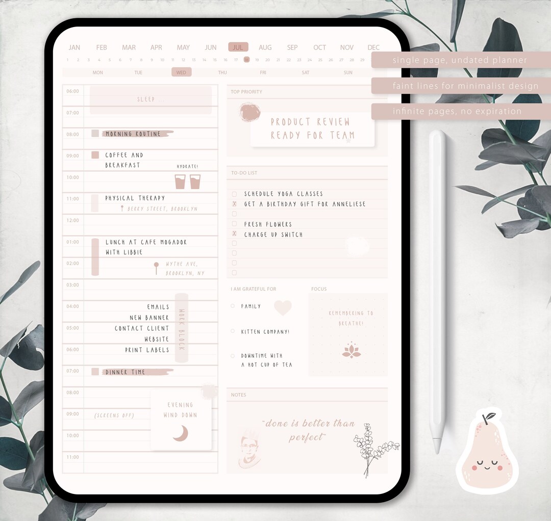 Single Page Undated Minimalist Planner With Infinite Pages, Planner for ...