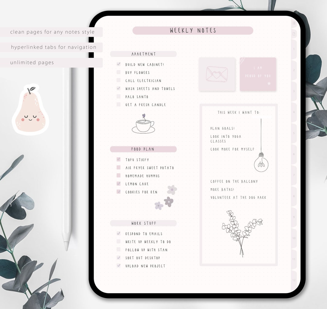 Minimalist Digital Notebook With 12 Hyperlinked Tabs and Interactive ...
