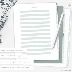Minimalist Digital Notebook With 12 Hyperlinked Tabs and Interactive ...