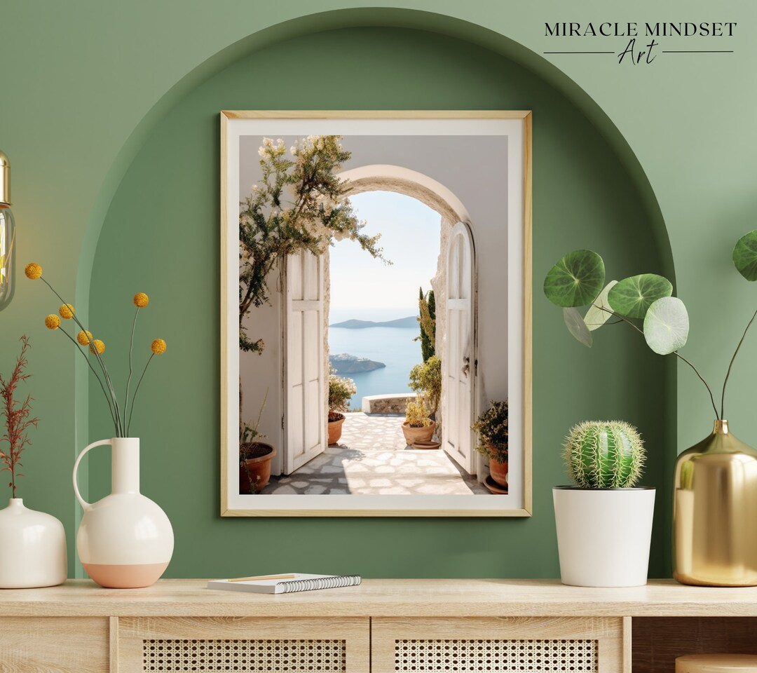 Santorini Sea View Poster Archway Sea View Poster Living Room Santorini ...