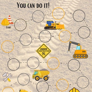 Printable Construction Reward Chart, Construction Sticker Chart, Kid ...