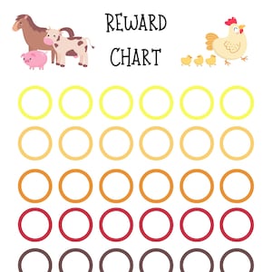 Printable Farm Animal Reward Chart, Farm Animal Sticker Chart, Kids ...