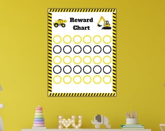 Printable Construction Reward Chart, Construction Sticker Chart, Kid ...