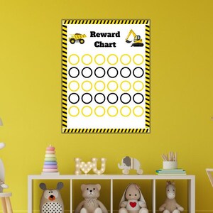 Printable Construction Reward Chart, Construction Sticker Chart, Kid ...
