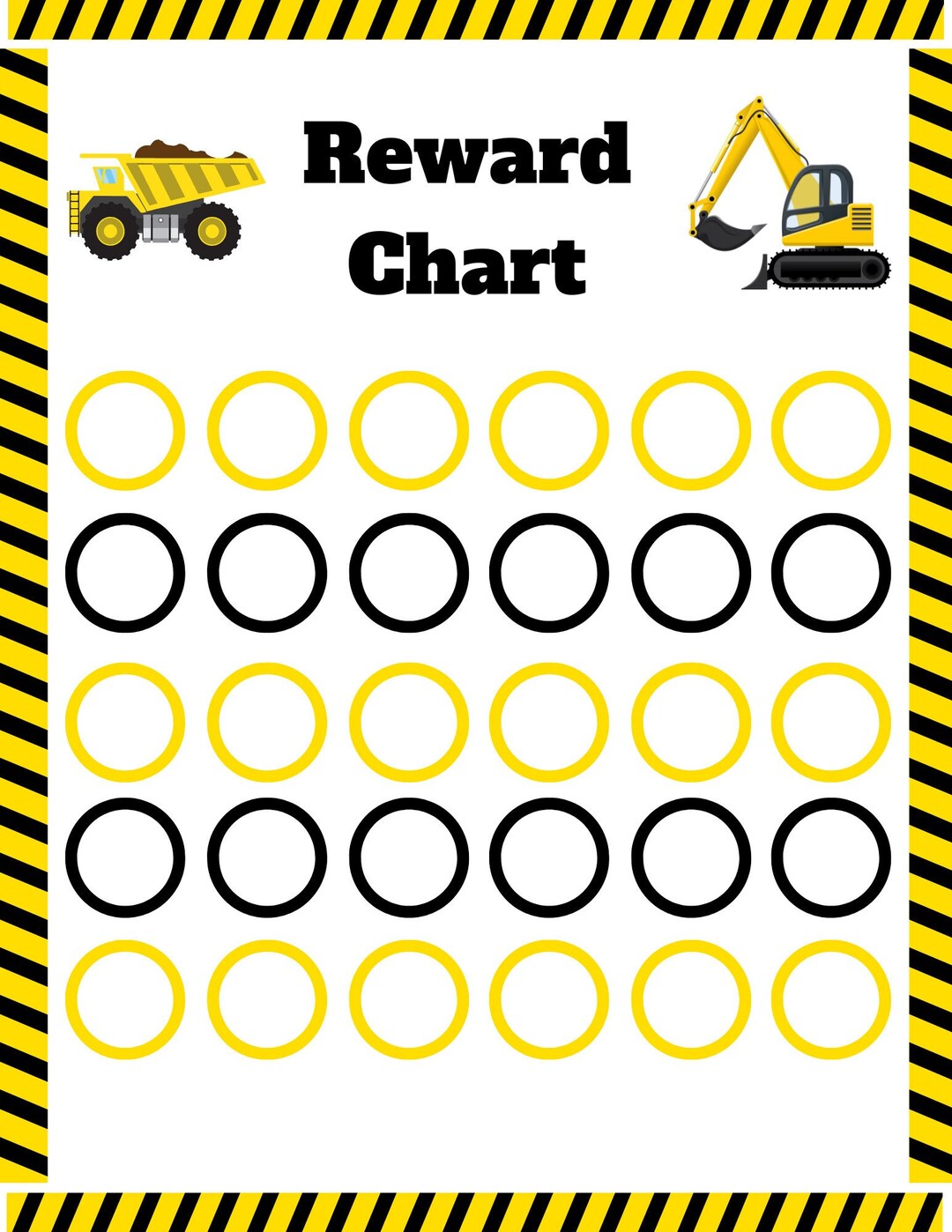 Printable Construction Reward Chart Construction Sticker - Etsy
