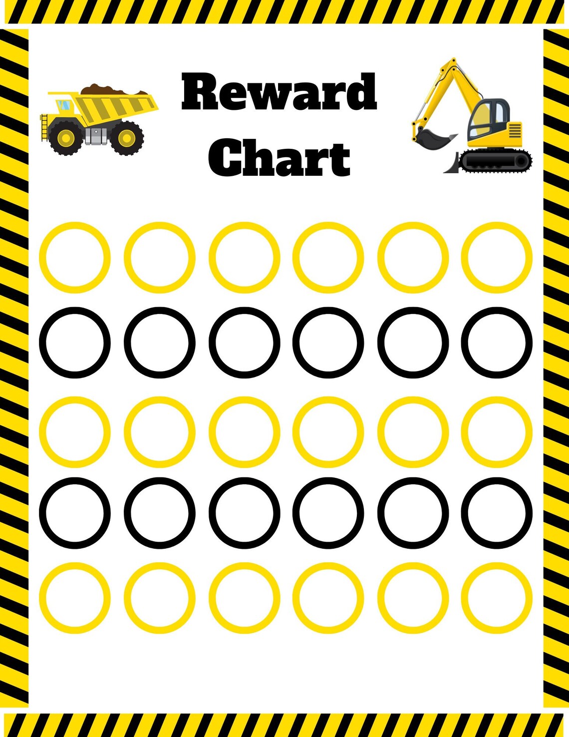 Printable Construction Reward Chart, Construction Sticker Chart, Kid ...