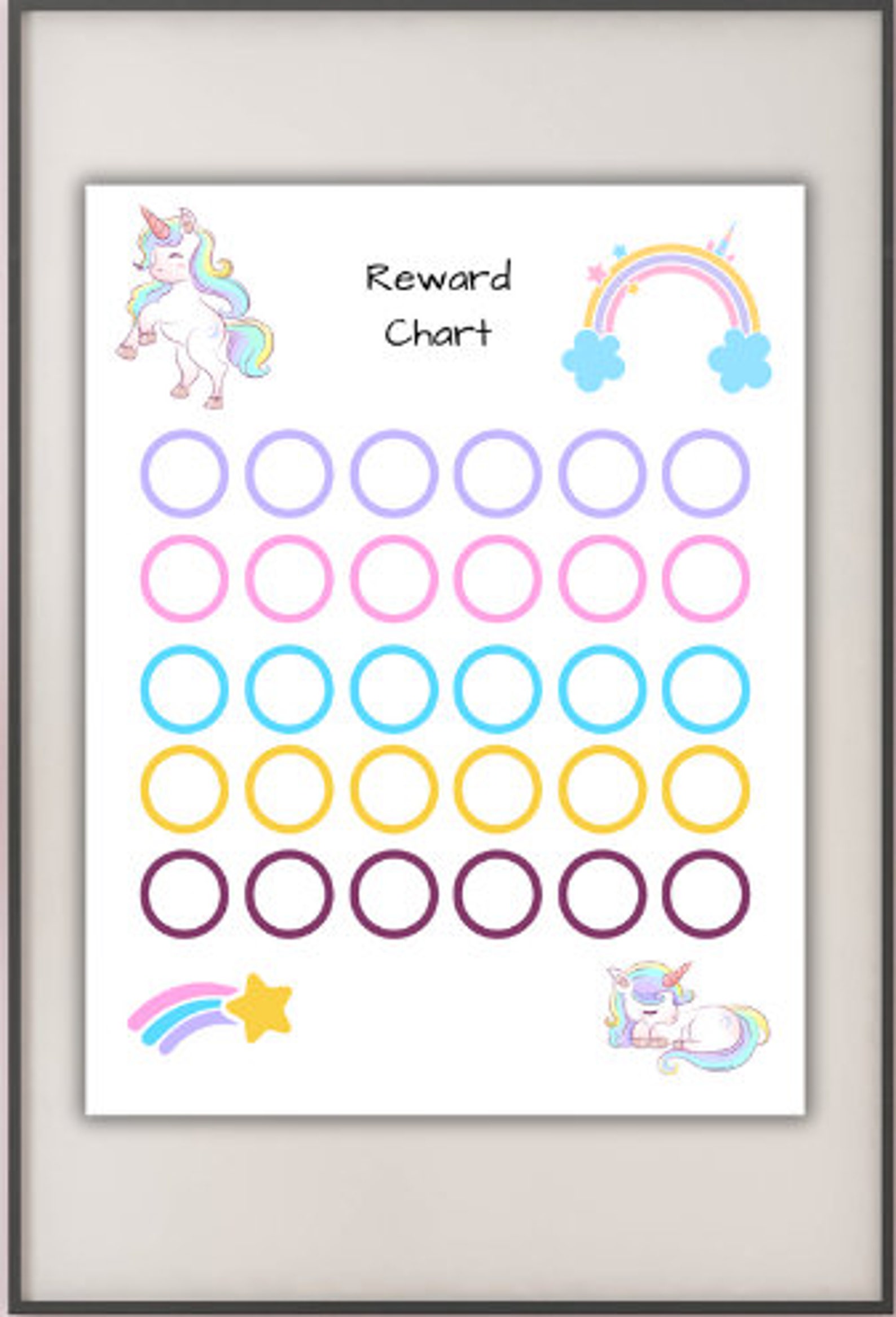 Printable Unicorn Reward Chart, Unicorn Sticker Chart, Kids Reward ...