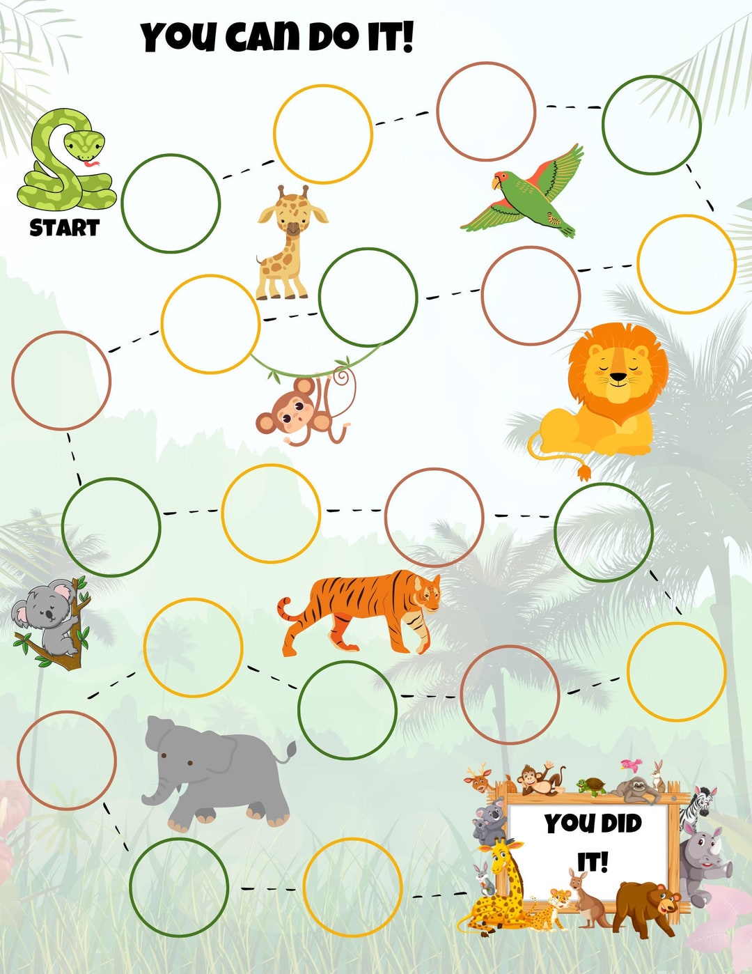 Printable Zoo Animals Reward Chart Zoo Animals Sticker Chart - Etsy