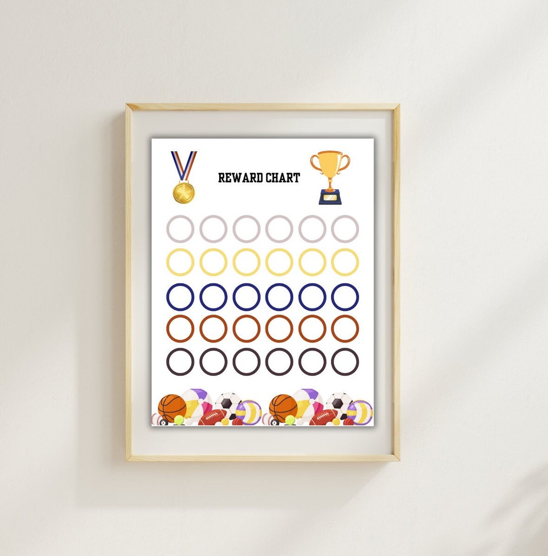 Printable Sports Reward Chart, Sports Sticker Chart, Kids Reward Chart ...